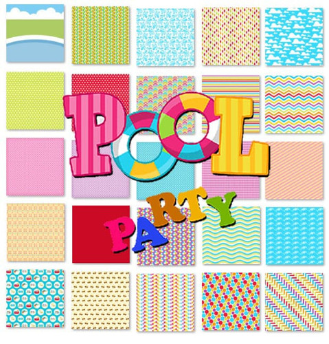 Kit Papel Digital Pool Party Scrapbook | Scrapbook Digital