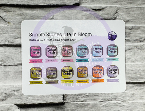 Life in Bloom Distress Ink/Oxide Colour Swatch Chart | Twilight Crafts