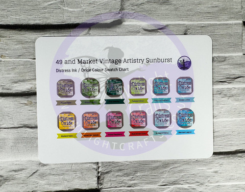 Vintage Artistry Sunburst Distress Ink/Oxide Colour Swatch Chart ...