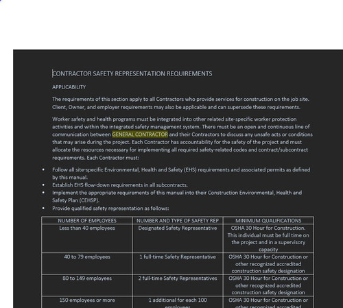 Construction - Contractor Safety Requirements | safetyresource101