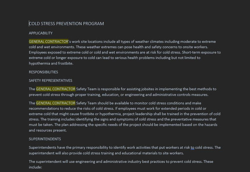 Construction - Cold Stress Program | safetyresource101