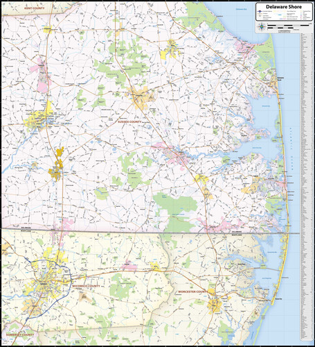Delaware Shore Laminated Wall Map | topographics