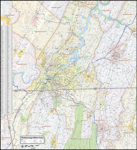 Chattanooga TN Laminated Wall Map | topographics