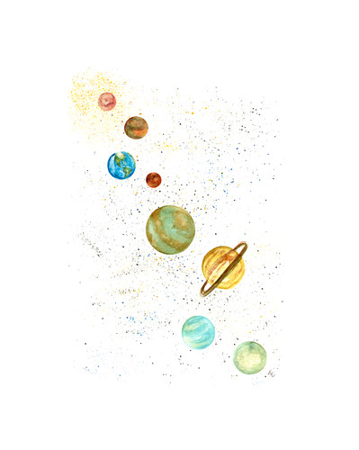 Solar System- Watercolor Print | Evelyn James Art