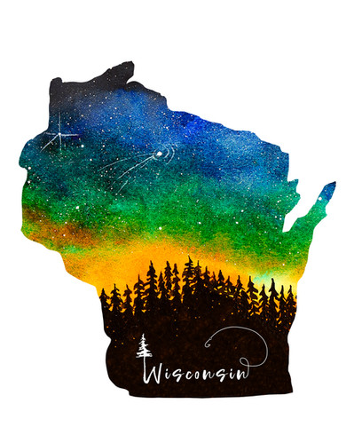 Night Sky Wisconsin - Watercolor Print | Evelyn James Art