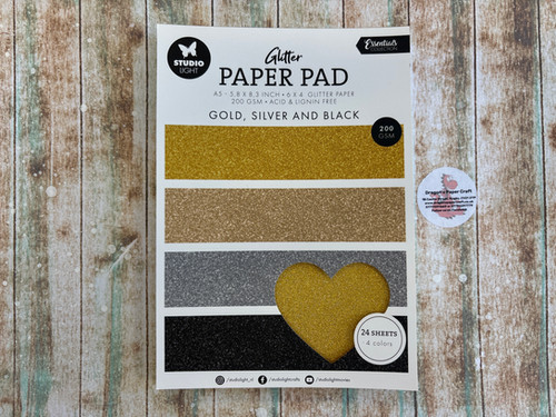 STUDIO LIGHT GLITTER PAPER PAD - A5 - 24 SHEETS - 4 COLOURS | Dragons ...