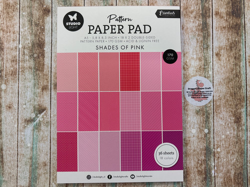 STUDIO LIGHT- PATTERN PAPER PAD - SHADES OF PINK - A5 - 36 sheets ...