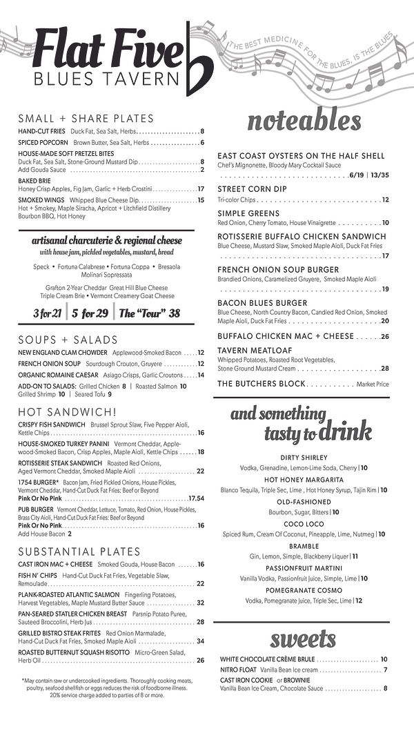 Flat Five Menu | 1754 House