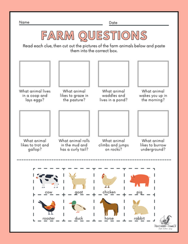 Farm Animals Worksheet for Speech Therapy Printable | Ahava Always