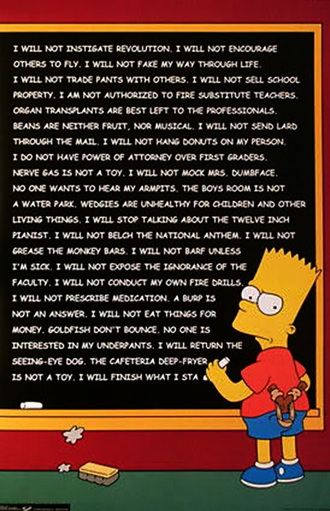 Bart Simpson Chalkboard Quotes School Of Rock By David B. Williams