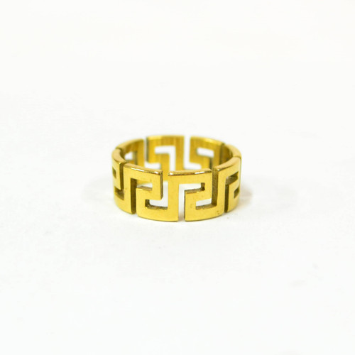 Vintage Tarnish free Greek Pattern Ring Gold | Wildebras Vintage