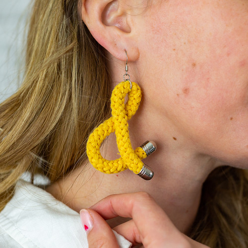 Knitted Symbol Shaped Earrings | Handmade By Tinni | Statement Earrings