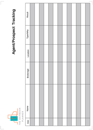 A5 - Agent Prospect Tracking Sheet | The DayBook Planner