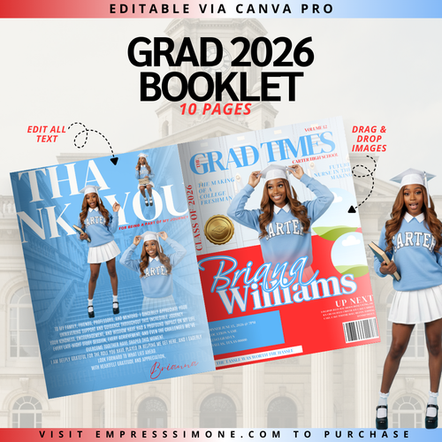 Editable Graduation Booklet Template (10 Pages) – Canva | The Doula ...