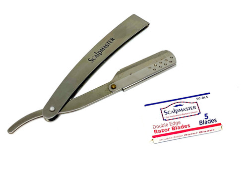 Scalpmaster Deluxe Straight Edge Razor with 5 blades | Clipper Depot
