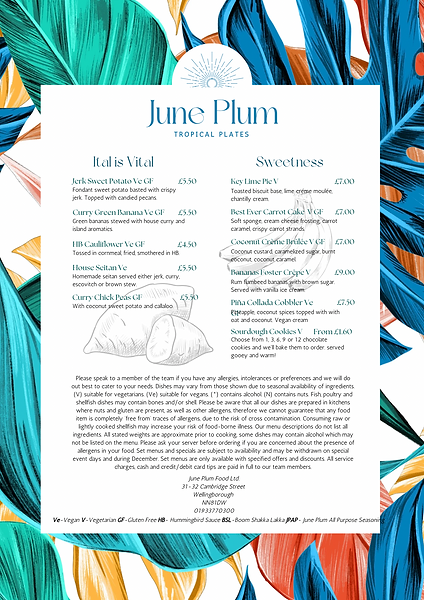 Menus | June Plum Food