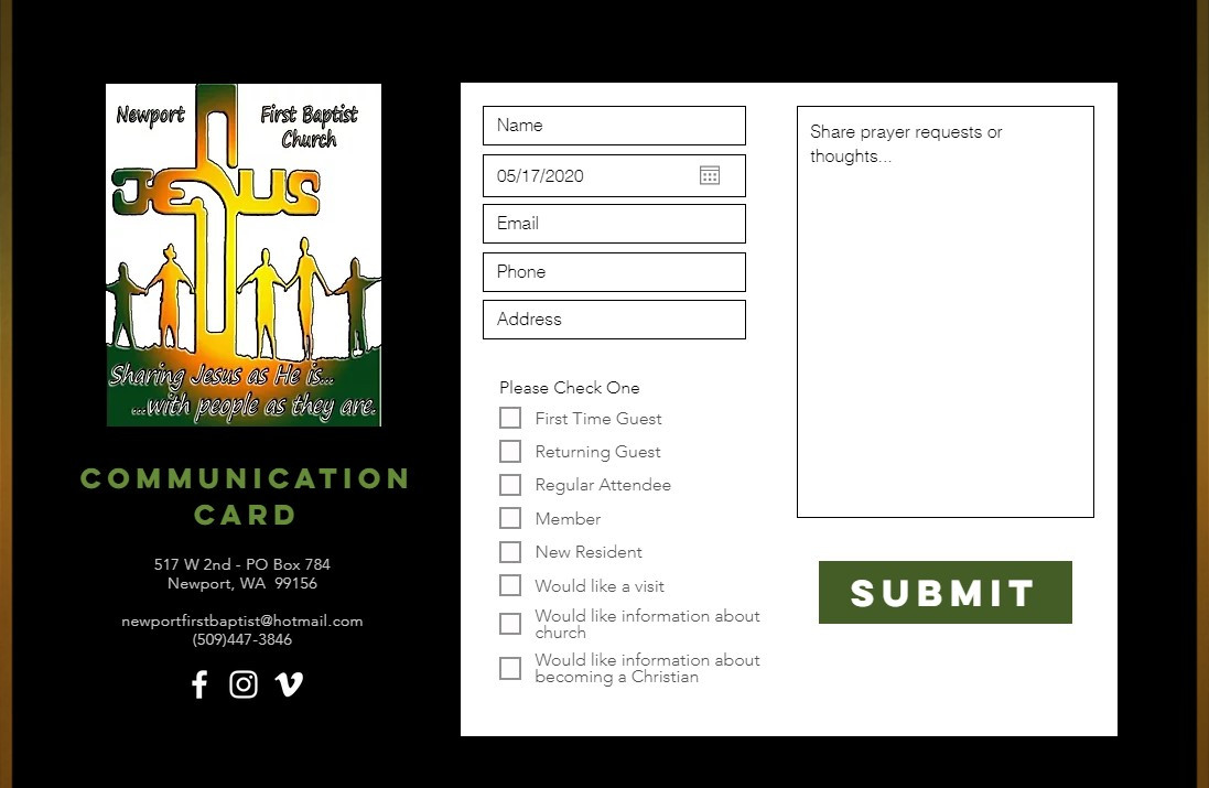 Communication Card | First Baptist