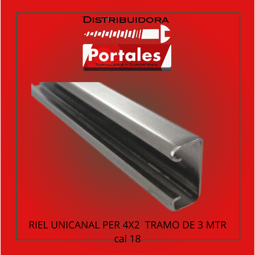 RIEL UNICANAL PER 4X2 TRAMO DE 3 MTR cal 18 | tornillosportales