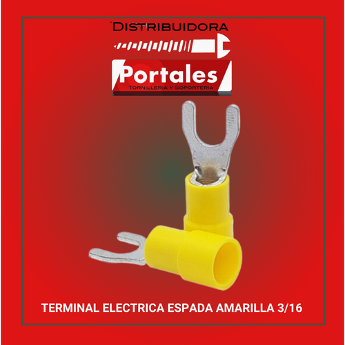 TERMINAL ELECTRICA ESPADA AMARILLA 3/16 | tornillosportales