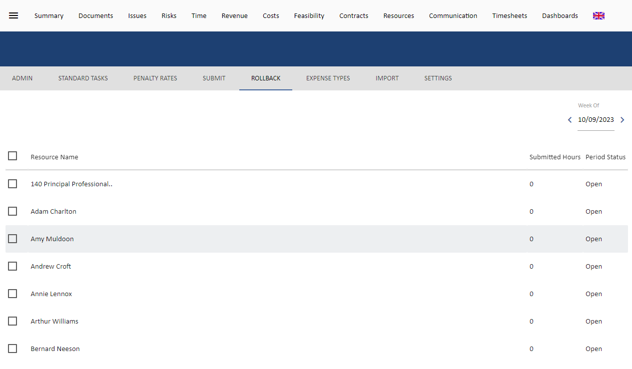 4. Roll Back Timesheets