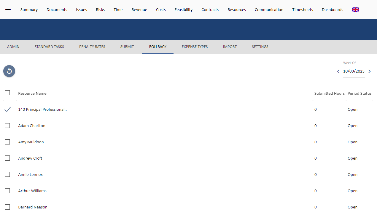 4. Roll Back Timesheets