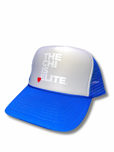 The Chi Is Elite Trucker Hat -White/Royal Blue | The Chi Is Elite.