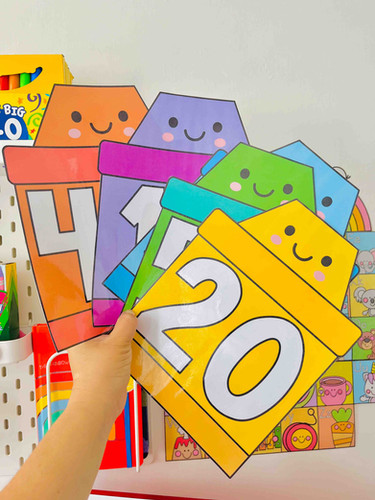 Números de Crayolas del 10 al 100 | Material Didáctico Rayitas
