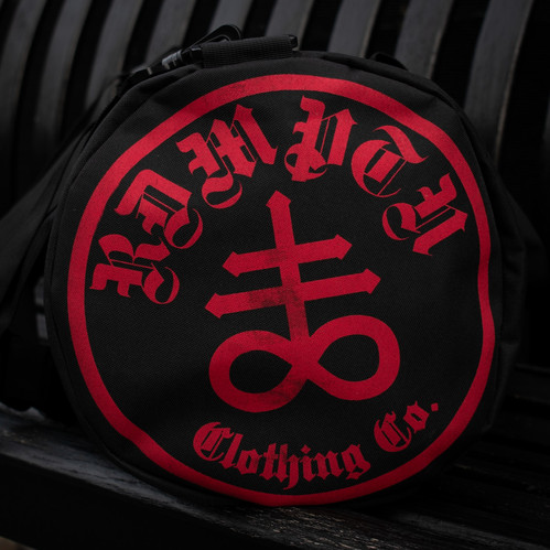 Leviathan Barrel Bag Black and Red | Redemption Clothing
