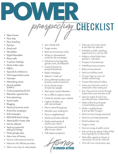 POWER PROSPECTING CHECKLIST | Homes of Expansion