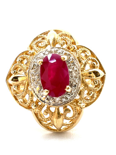 Ruby and Diamond Filigree Ring | Gem Culture
