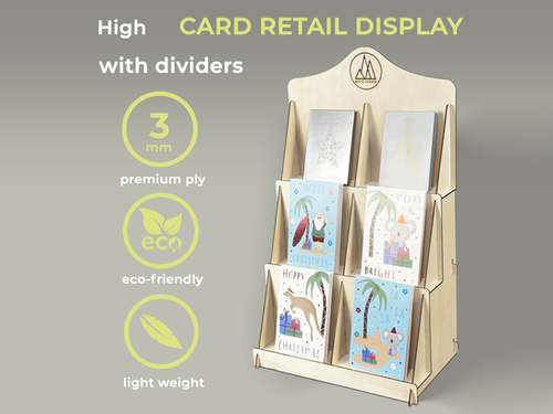 High Retail Counter Display Stand Three Layer for Cards | White Corner