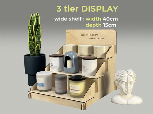 3 Tier Counter Display Stand - Wide Shelves - Merchandise Display Stand ...