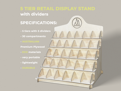 Retail Display Stand 5 Tier - Large | White Corner