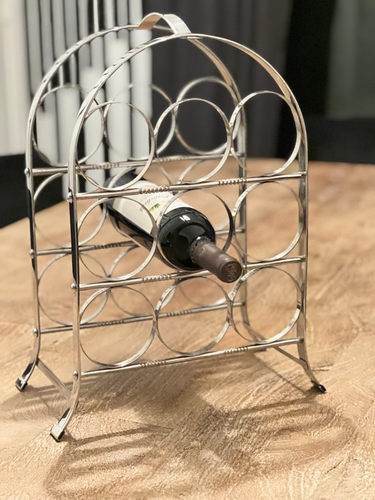 12 BOTTLE SILVER WINE RACK | Emerald home decor