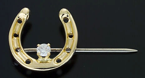 Horseshoe Gold Pin with Diamond | Bow River Jewelry