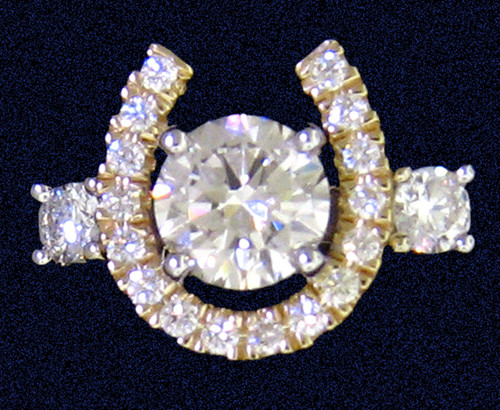 14kt White & Yellow Gold Diamond Horse Shoe Ring | Bow River Jewelry