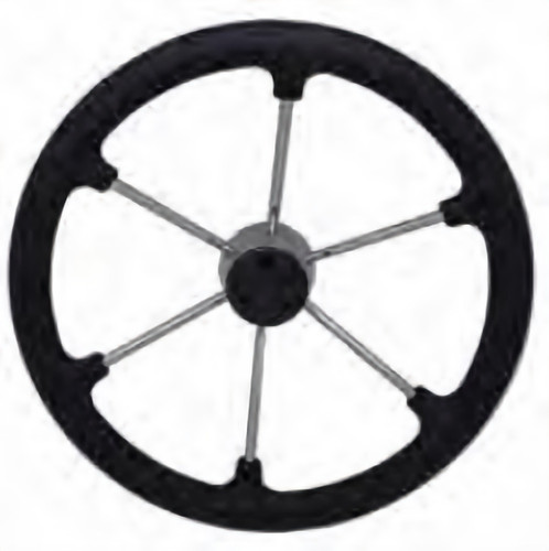 S/S 304 Steering Wheel W/Black Sleeve and Wave curve | Boat Buddy
