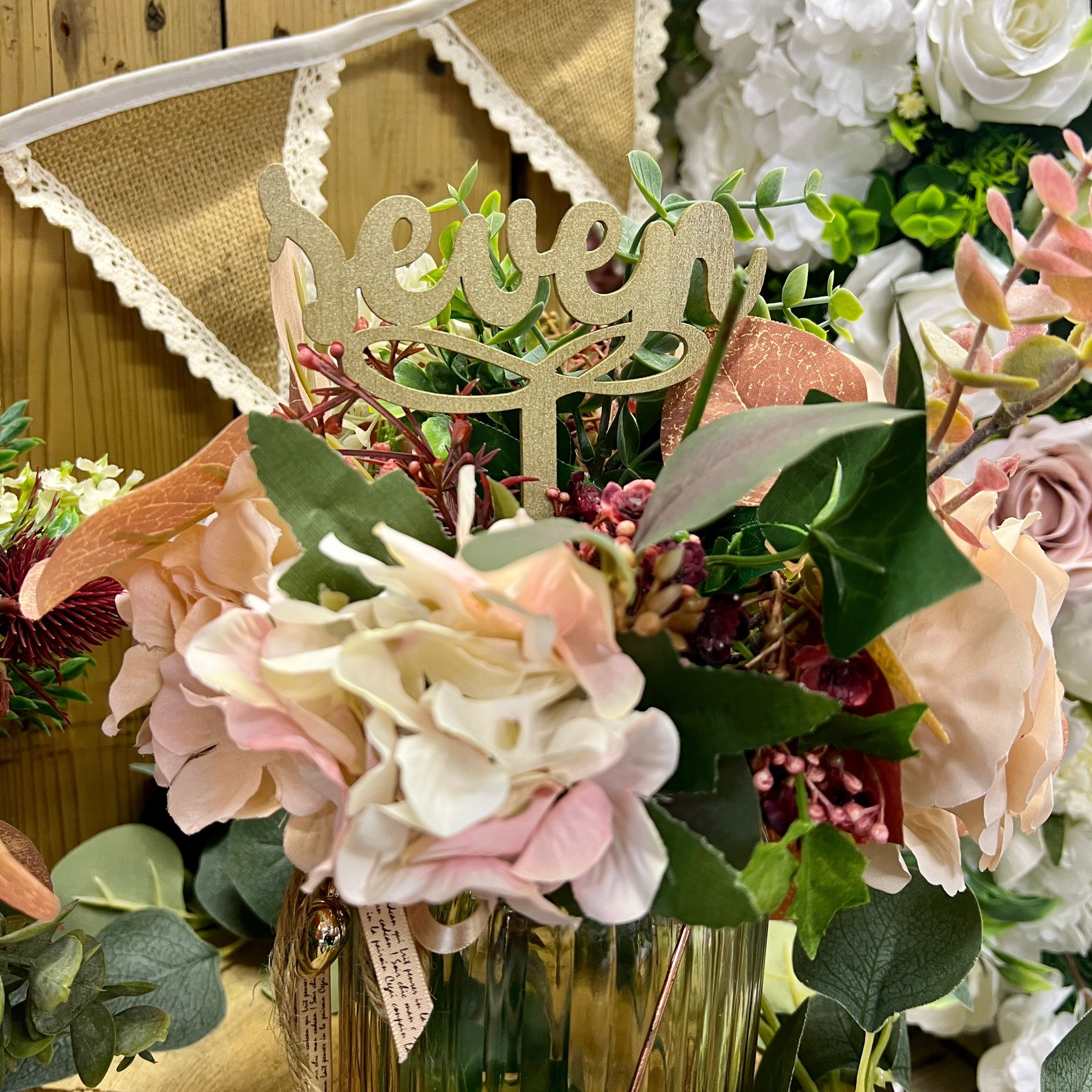 Small Champagne Gold Wooden Table Numbers