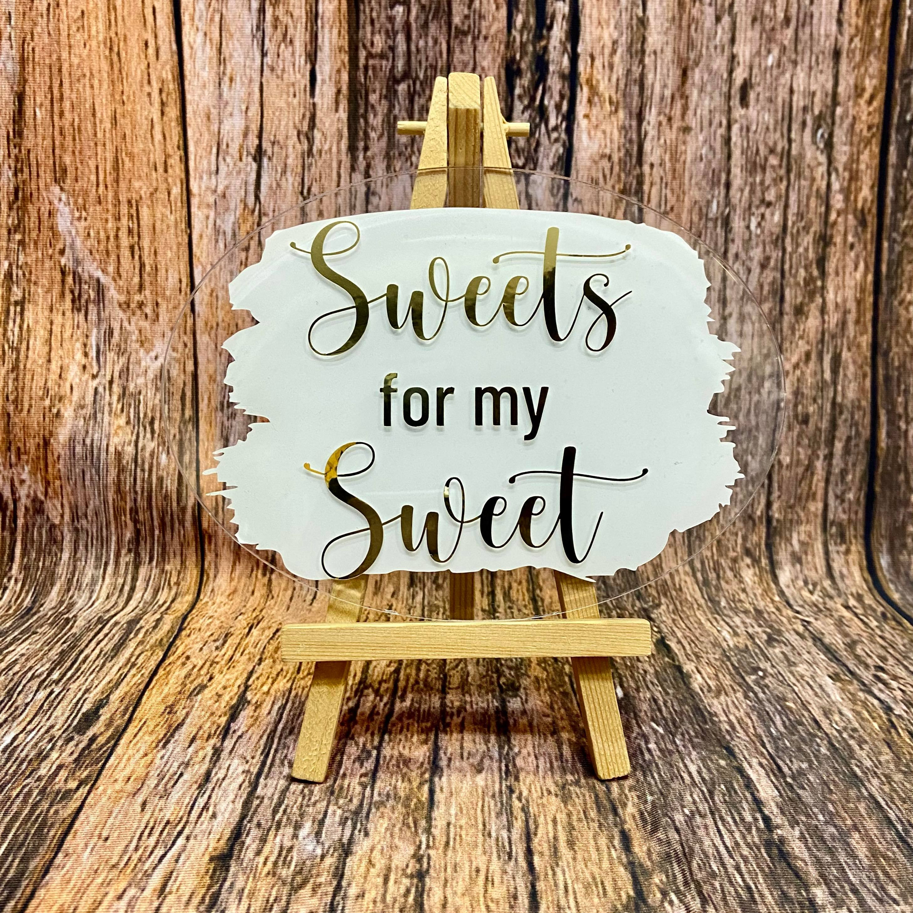White Painted Back Acrylic - Gold Vinyl Sweets Sign