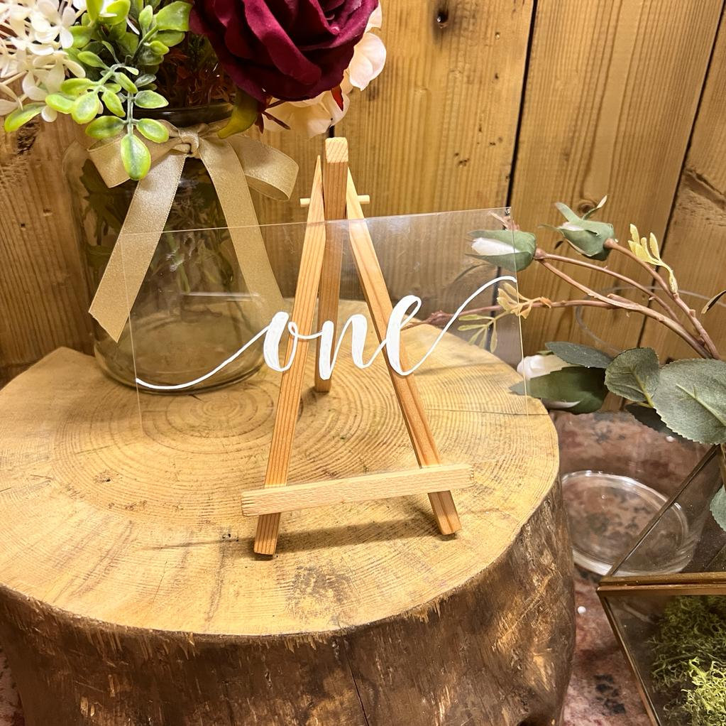 Rectangle Acrylic Table Number With Wooden Easel