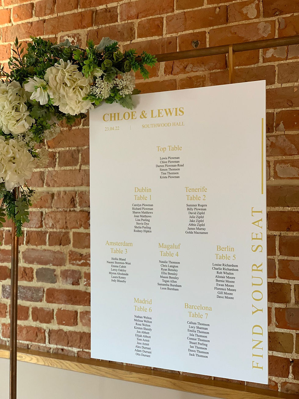 Personalised Wedding Signs and Table Plans | epiceventhire