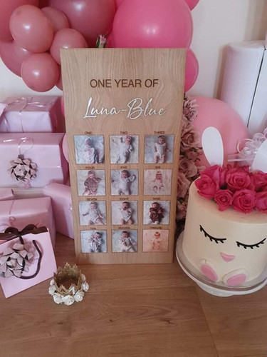 Personalised 'ONE YEAR OF' Milestone Photo Board | Epic Event Hire