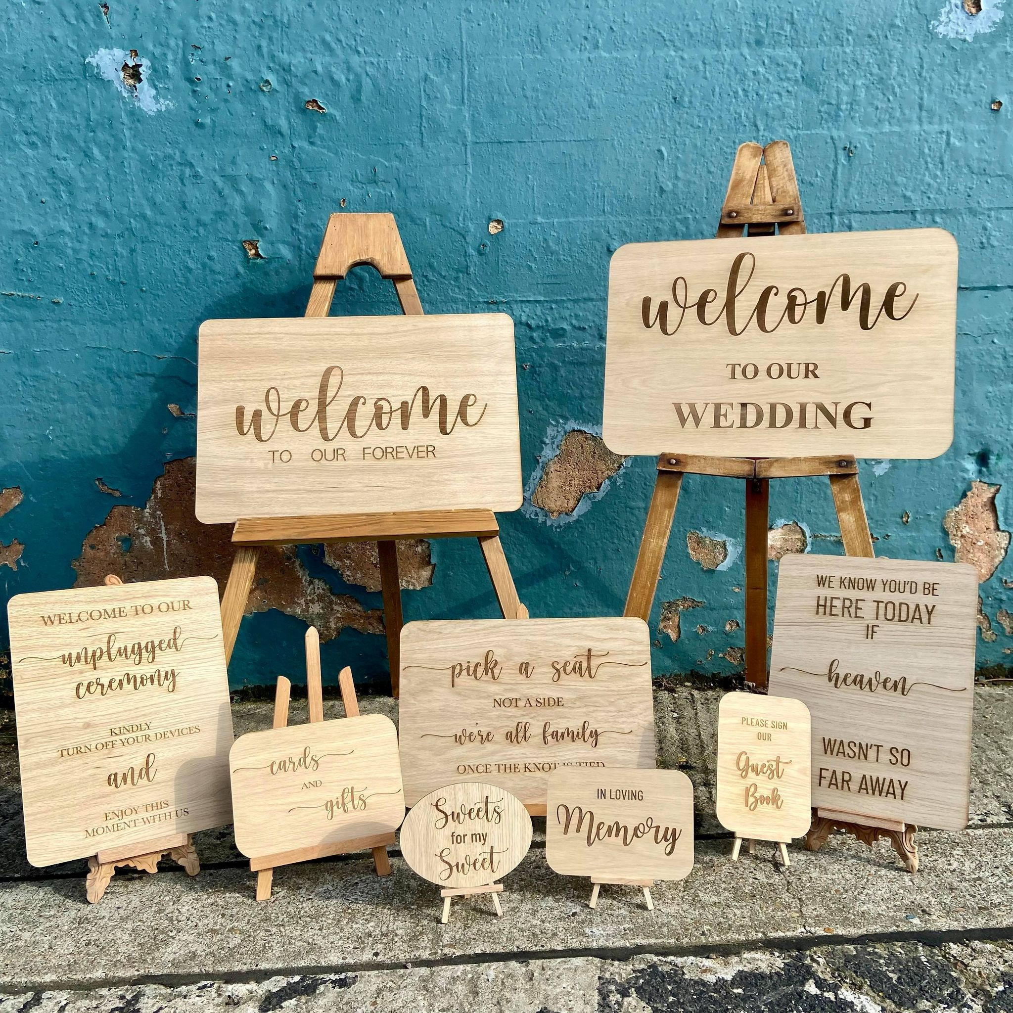 Oak Veneer Signage Set