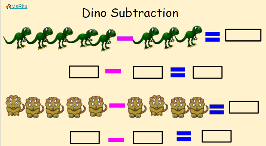 Dino Subtraction- Interactive slide
