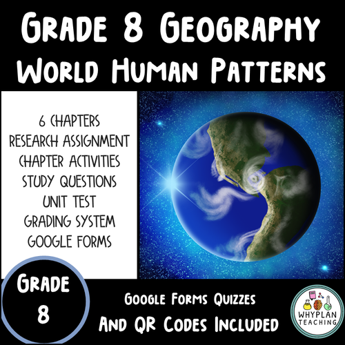 Grade 8 Ontario Geography Unit Workbook| World Human Patterns + PPT