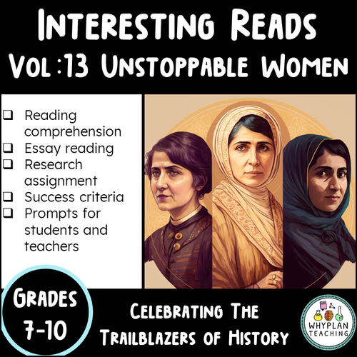 Middle School Reading Comprehension | History of Important Women ...