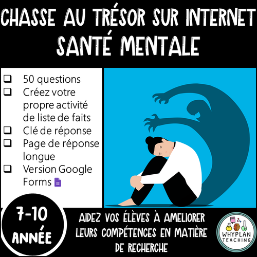 French Internet Scavenger Hunt Webquest | Mental Health | 50 Questions