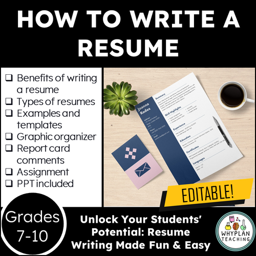 Student Guide to Writing Resumes | PPT | grades 7-10