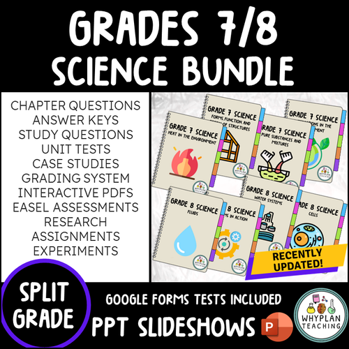 Grade 7/8 Ontario Science Mega Bundle | 8 Unit Workbooks