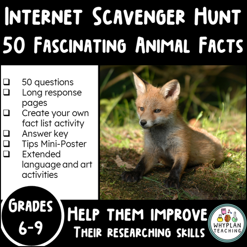 Internet Scavenger Hunt WebQuest Activity | 50 Animal Facts ...